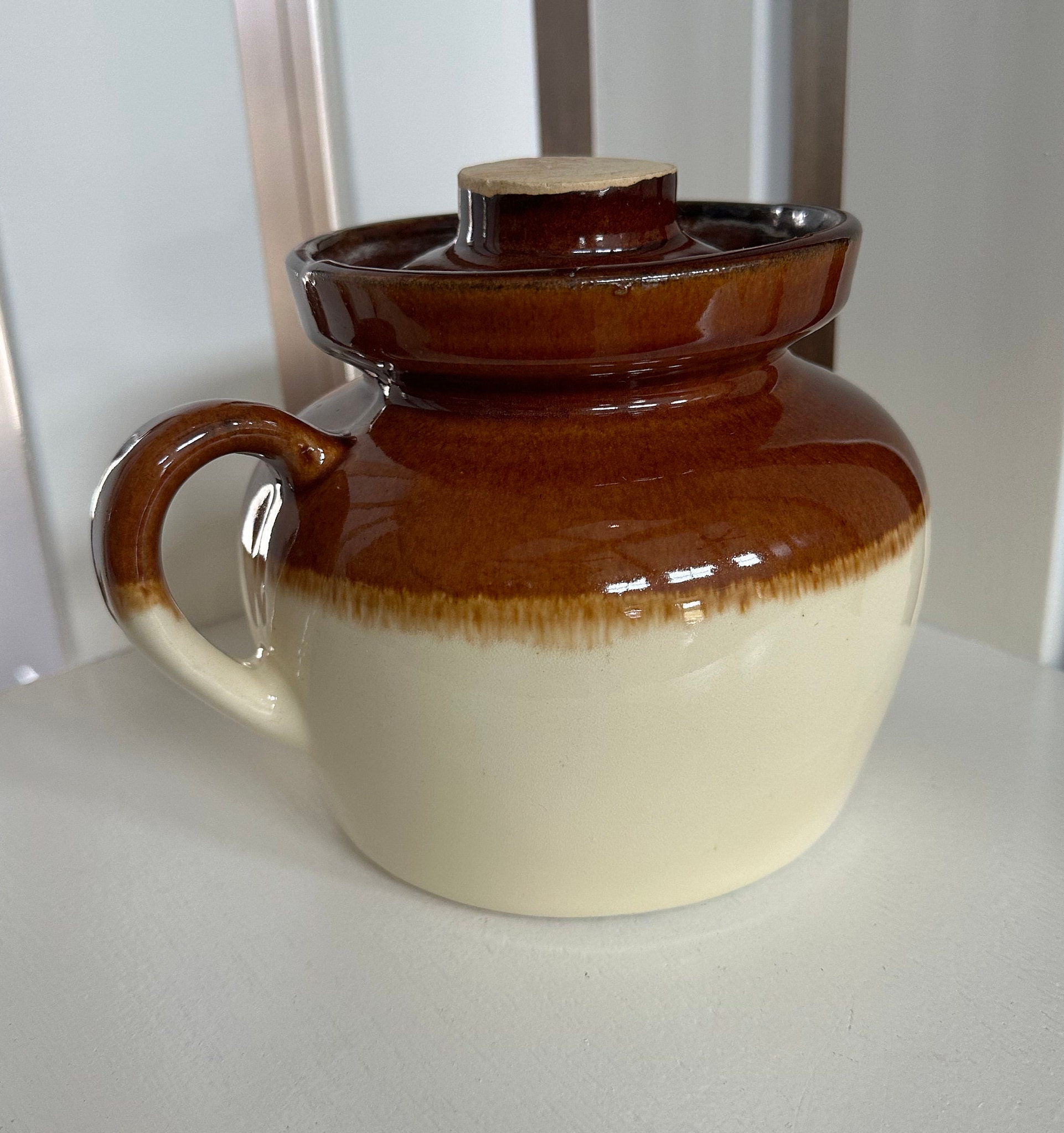 Vintage Pottery Bean Pot With Lid and Markings - Etsy