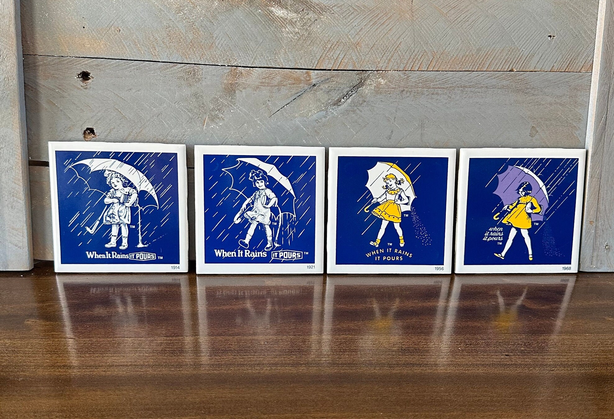 Morton Salt Vintage Coasters Set of 4 When It Rains It Pours - Etsy
