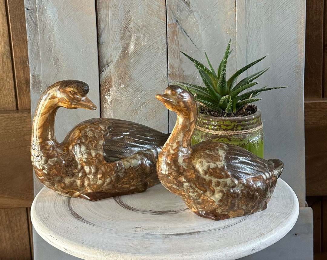 Vintage Ceramic Geese Decor Set - Etsy