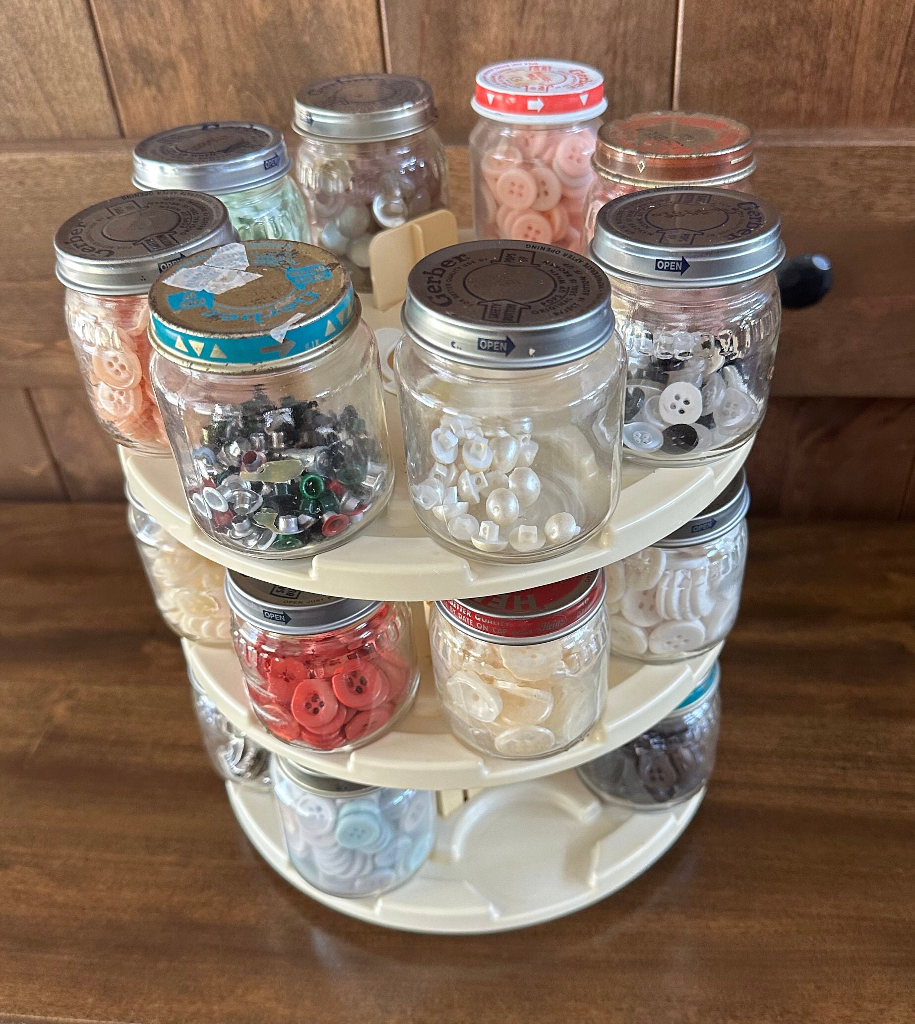 Rare and Cute Vintage Carousel With Vintage Baby Jars Holding Vintage ...