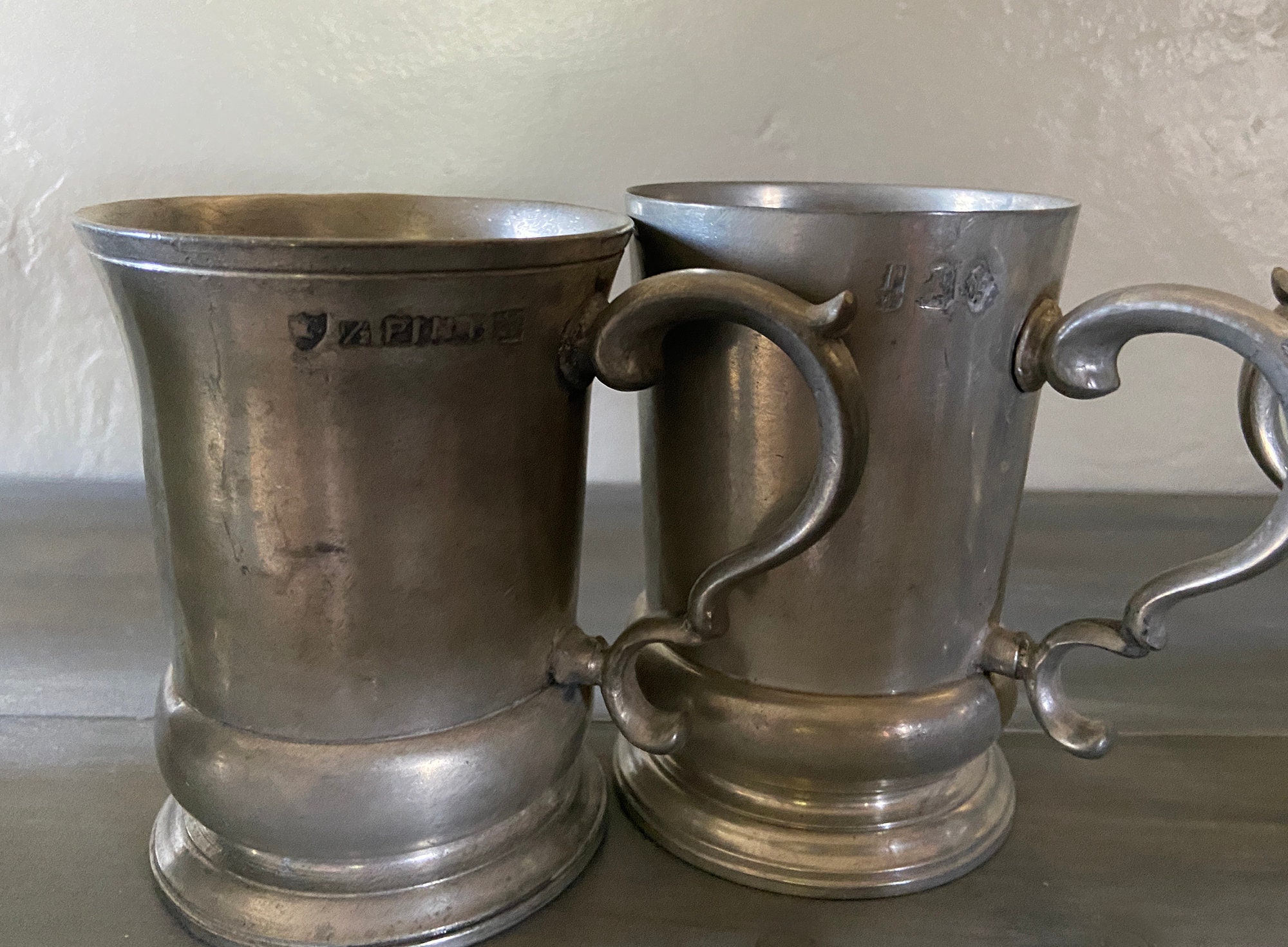 5 Antique Pewter Tankards With Double C Handle - Etsy