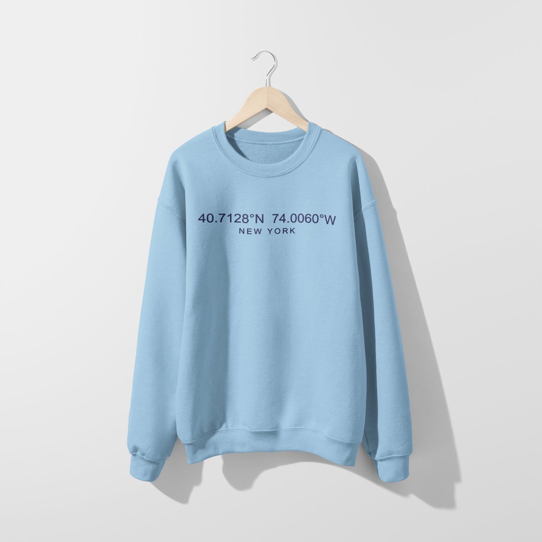 Custom Location Coordinates Embroidered Crewneck, Personalized Couple ...