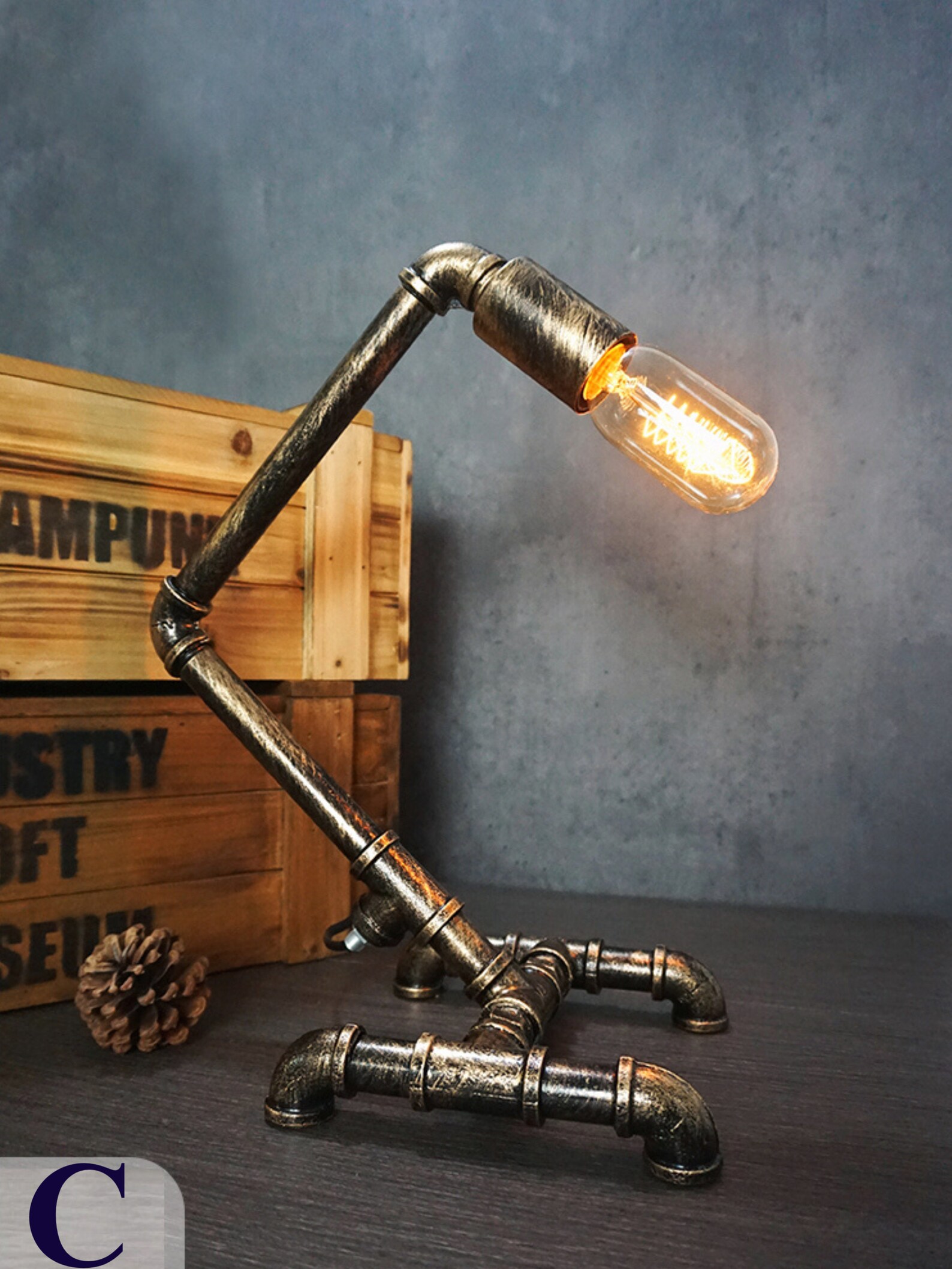 Industrial Robot Table Lamp - Retro Style Lighting With Iron Tubes ...