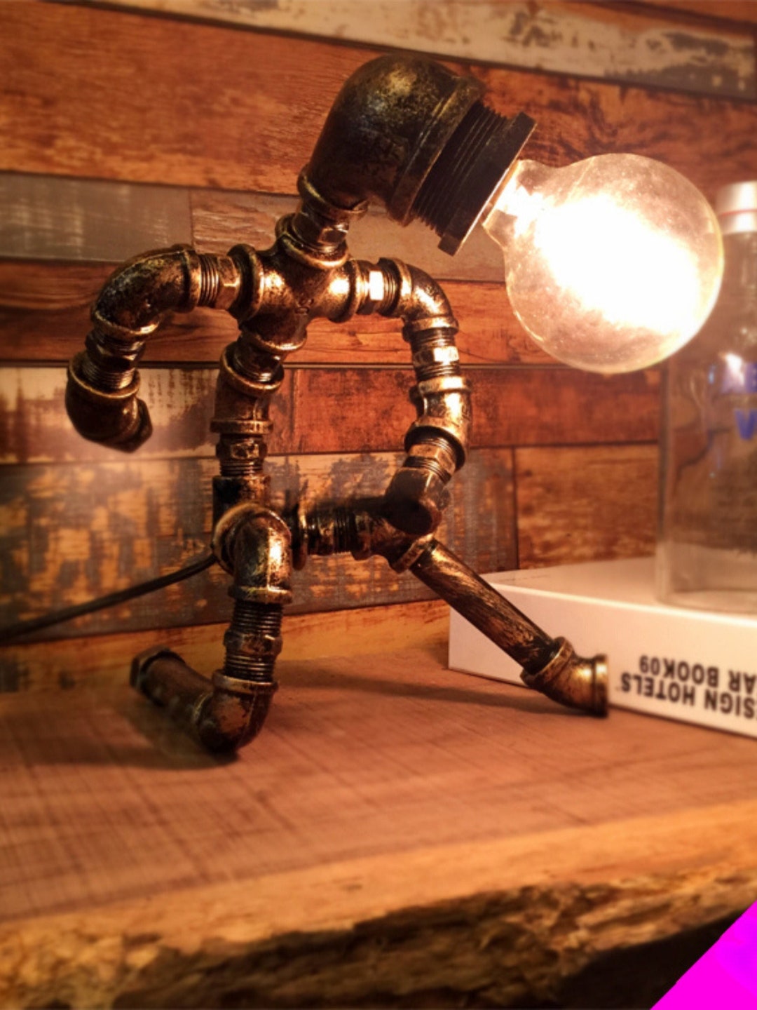 Industrial Style Water Pipe Table Lamp With Wrought Iron and Retro Wind ...