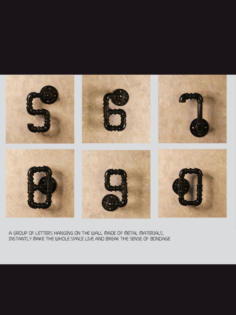 Industrial Wrought Iron Water Pipe Letter and Number Wall Decor ...
