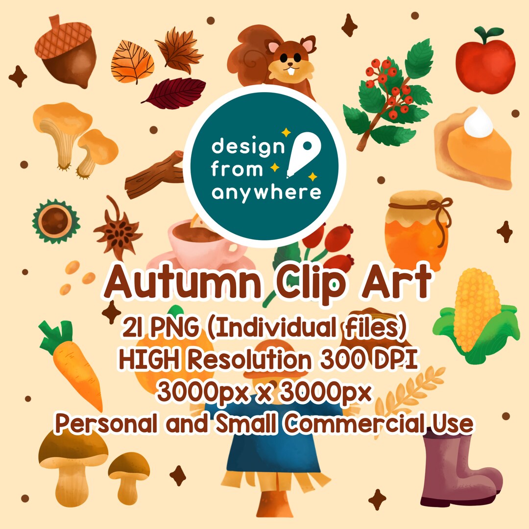 Cute Watercolor Autumn Clipart, Fall, PNG, Illustration, for Kids ...