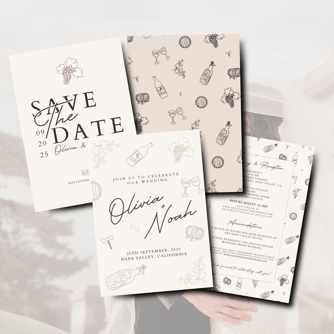 Custom Illustrated Wedding Invitation Design, Hand-drawn Invitation ...