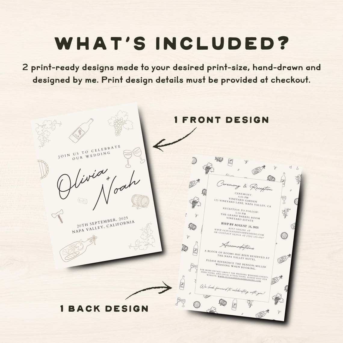 Custom Illustrated Wedding Invitation Design, Hand-drawn Invitation ...
