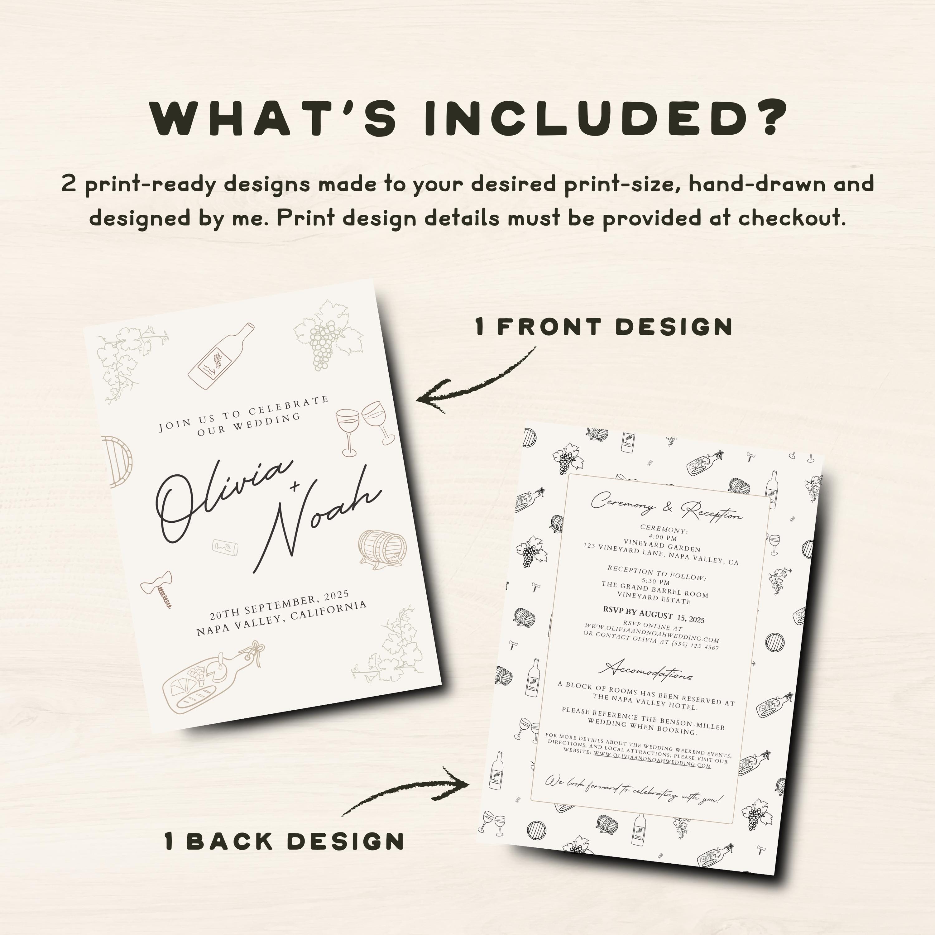 Custom Illustrated Wedding Invitation Design, Hand-drawn Invitation ...