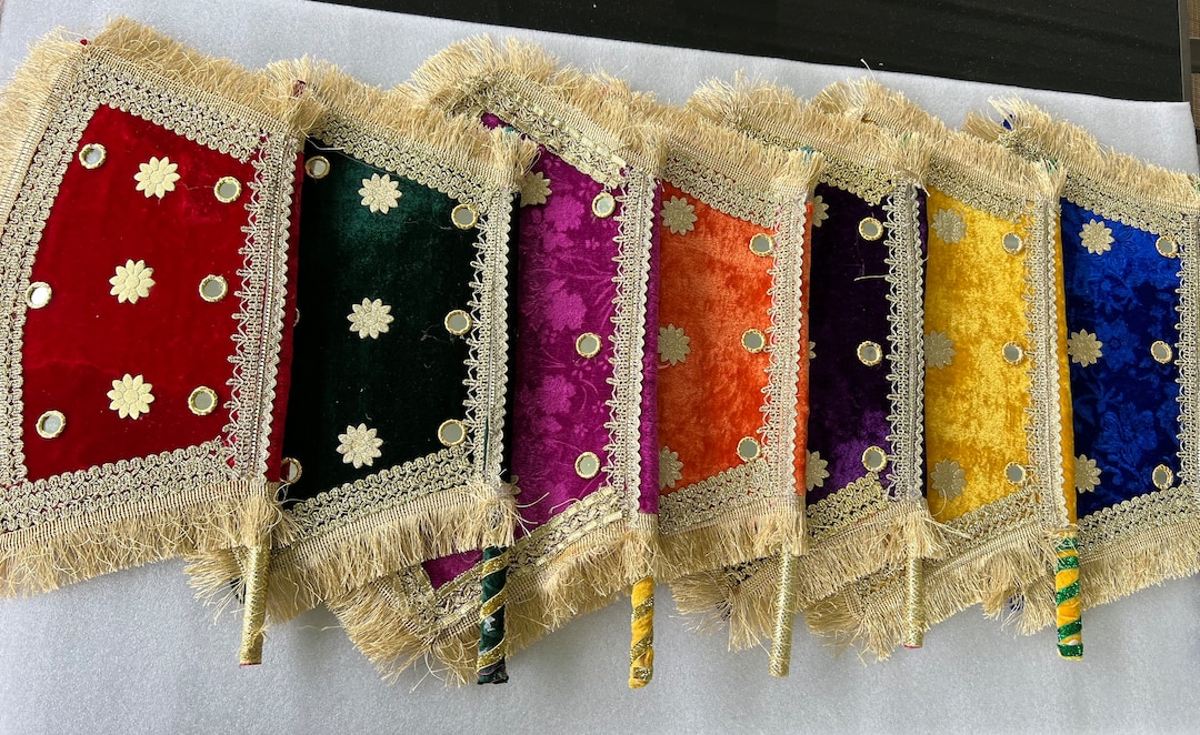 MEHNDI/DHOLKI DECOR - Fancy Velvet Fans for Wedding Party - Etsy