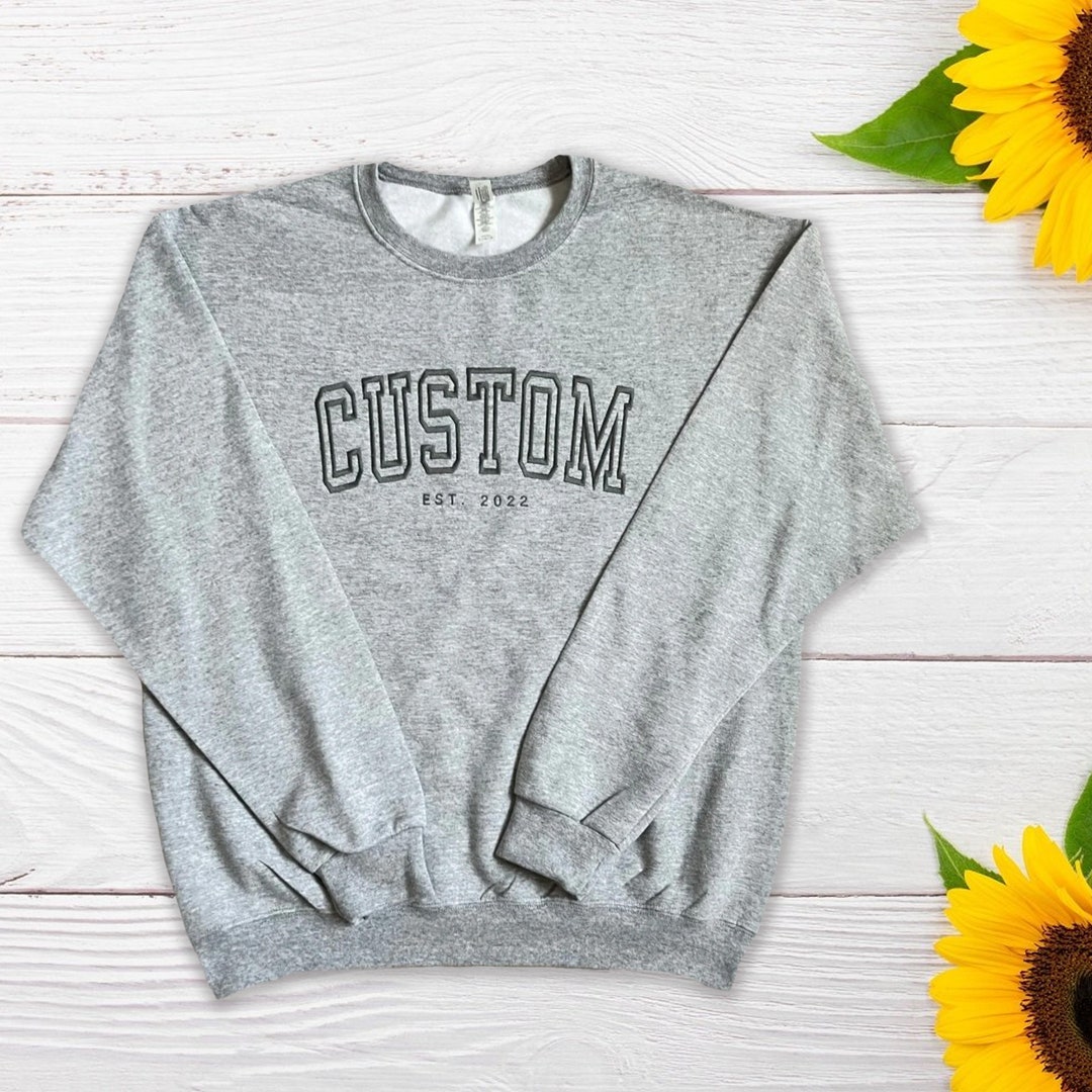 Custom Embroidered Athletic Font Sweatshirt Personalized Varsity Hoodie ...