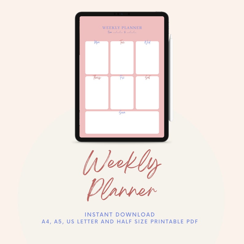 Pink Weekly Planner Printable PDF - Etsy