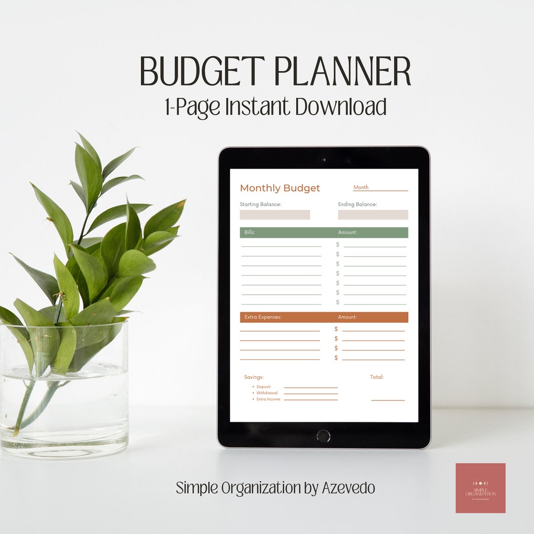 Monthly Budget Planner Printable PDF - Etsy