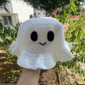 Crochet Ghost Bucket Hat, Handmade Halloween Costume - Etsy