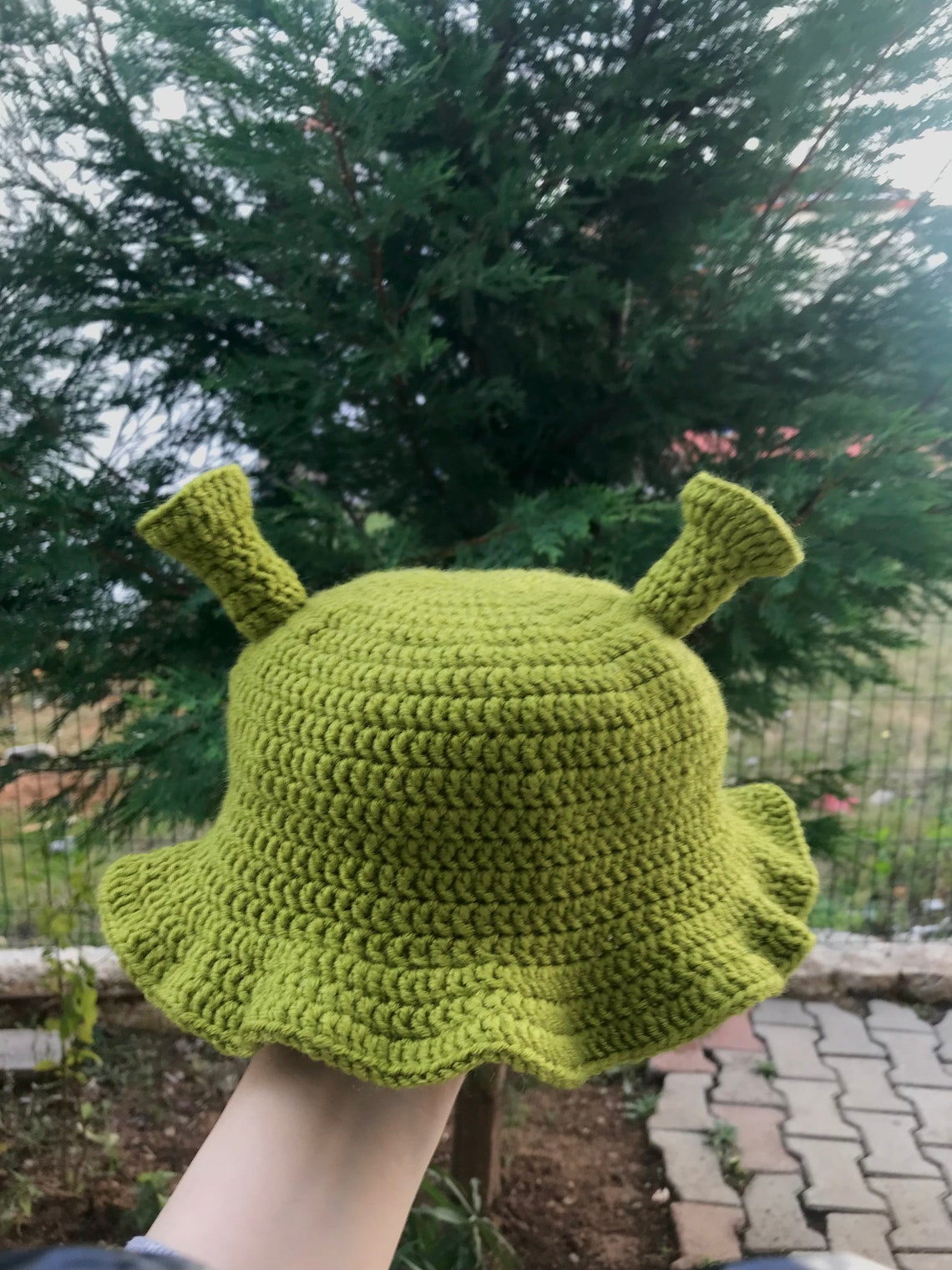 Shrek Hats, Green Bucket Hat, Knitted Hat, Handmade Hats, Crochet Hats ...