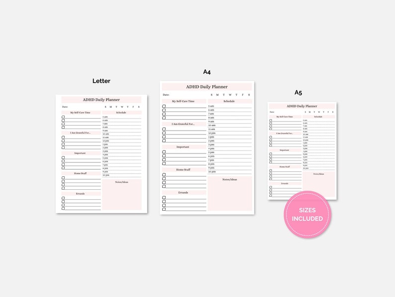 ADHD Printable to Do List, Daily Checklist, Time Blocking, US Letter ...