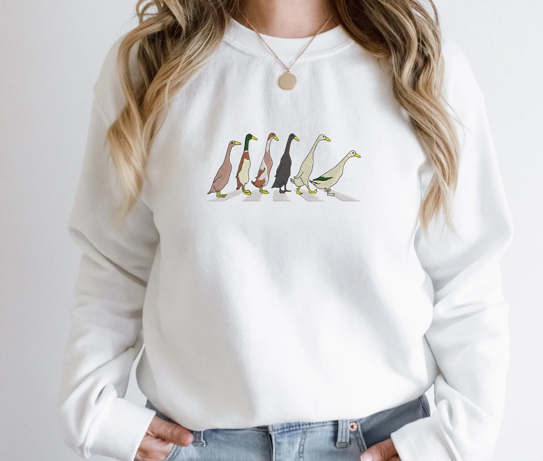 Embroidered Duck Sweatshirt, Duck Sweatshirt, Lucky Duck Sweatshirt ...