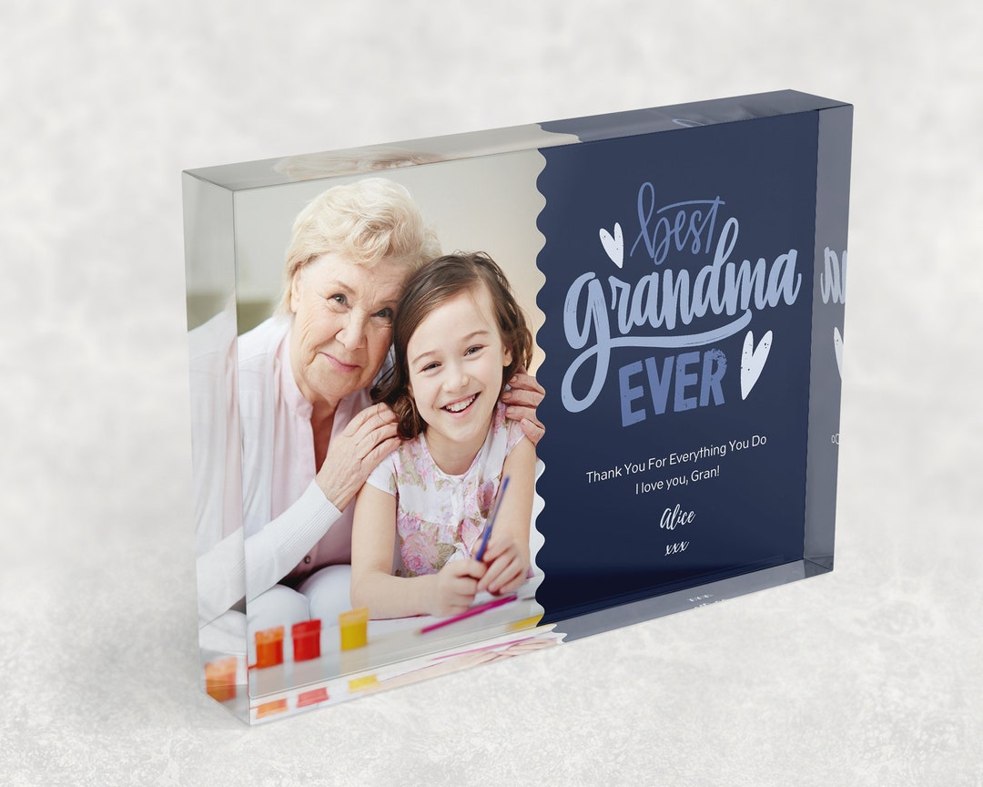 Personalised Best Grandma Ever Photo Acrylic Block Mothers Day Gift ...