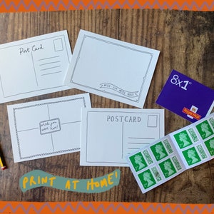 Printable Postcard Set Digital Download to Print and Colour at Home - Etsy