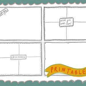 Printable Postcard Set Digital Download to Print and Colour at Home - Etsy