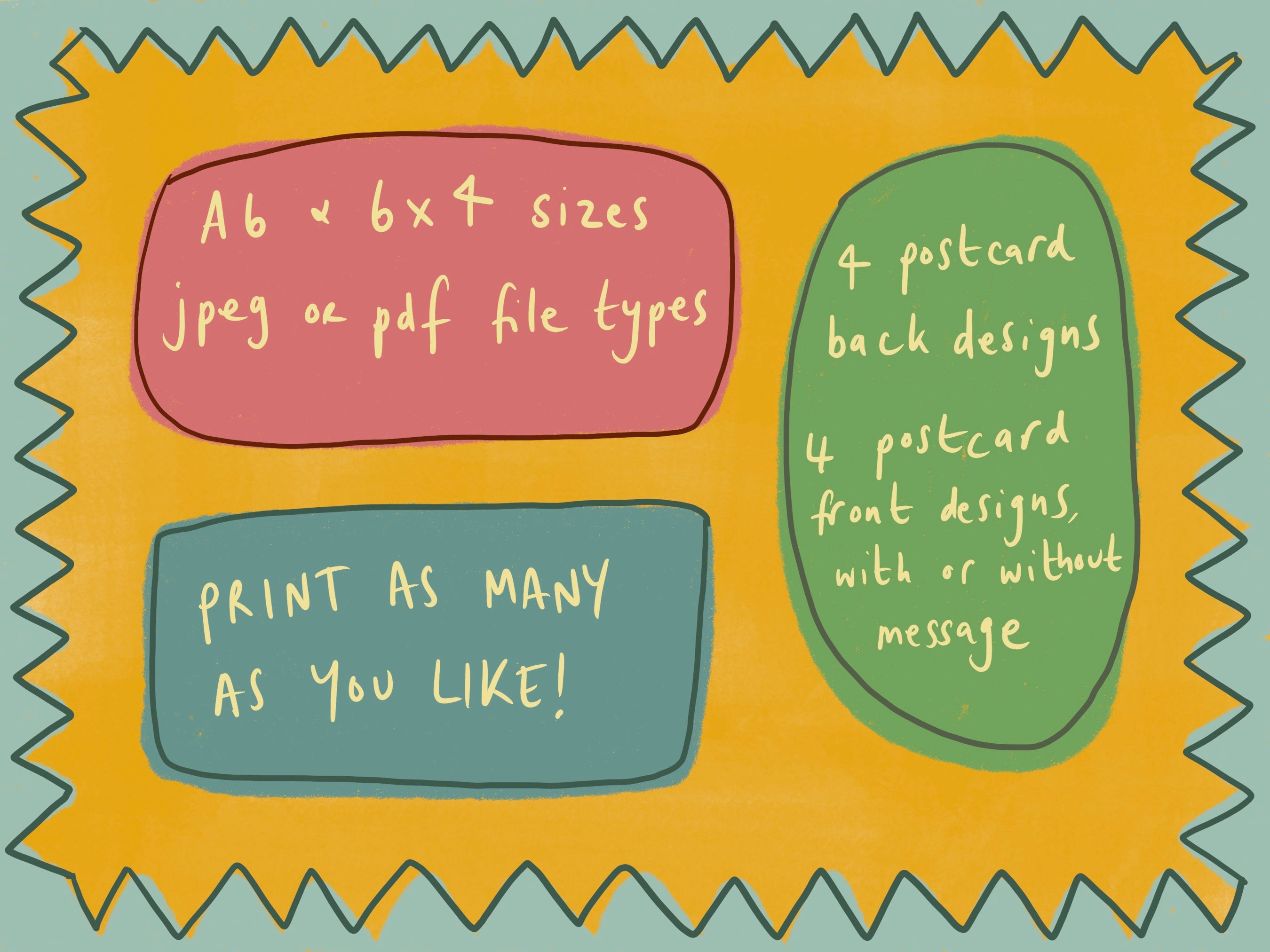 Printable Postcard Set Digital Download to Print and Colour at Home - Etsy