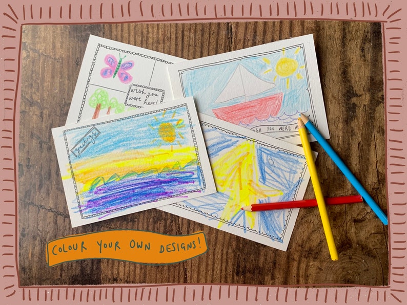 Printable Postcard Set Digital Download to Print and Colour at Home - Etsy