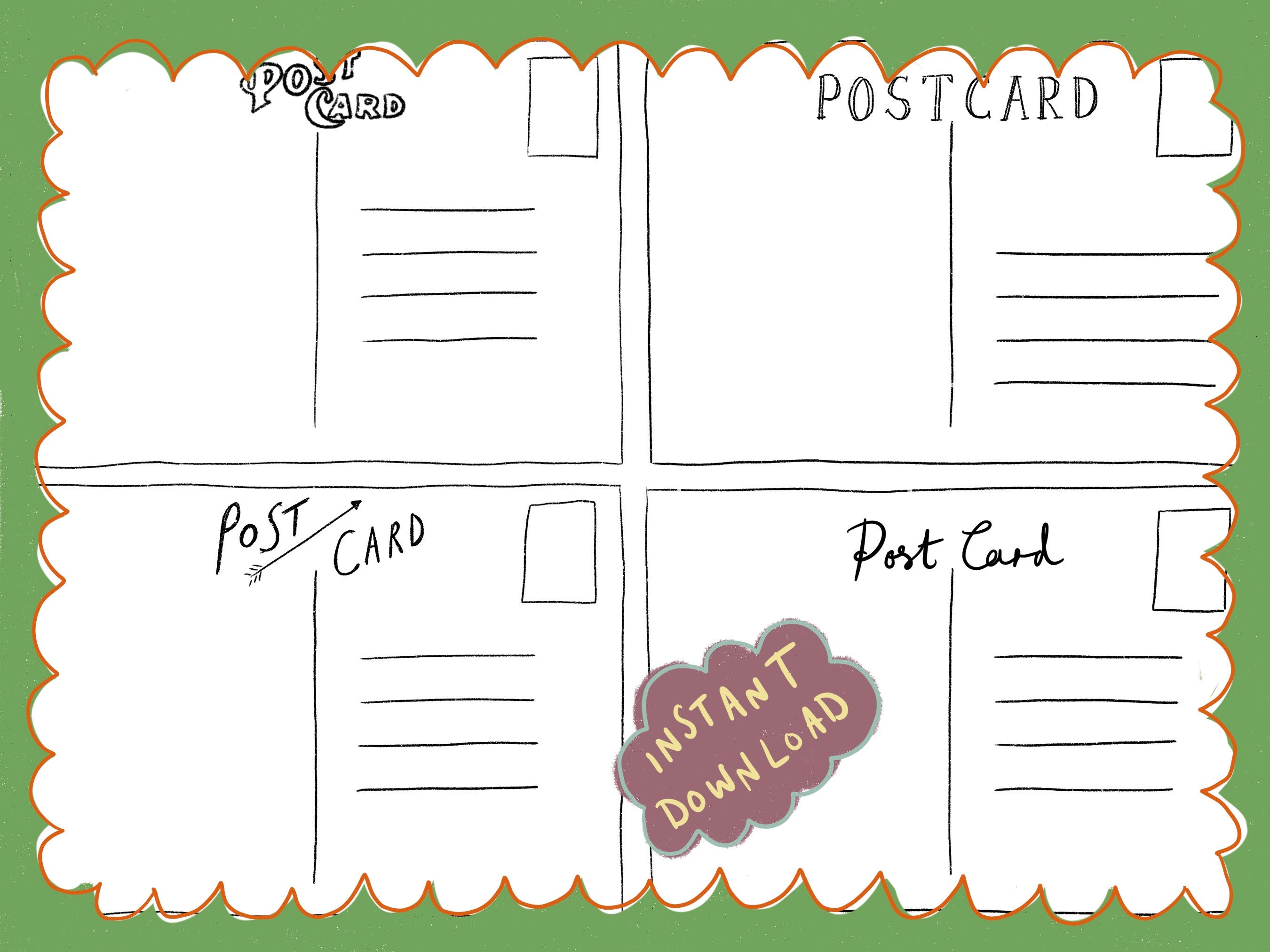 Printable Postcard Set Digital Download to Print and Colour at Home - Etsy