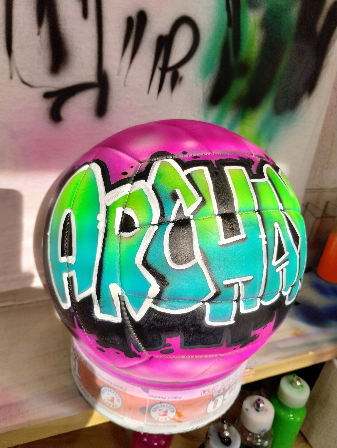 Personalized Airbrush Graffiti Name on Volleyball,football,soccer ...