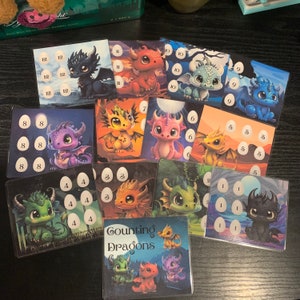COUNTING DRAGONS Cards or A6 Mini Savings Challenge 468 Inserts Game ...