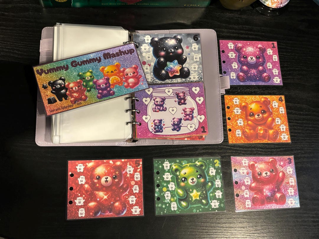 Yummy Gummy a Jiggly Mashup Laminated 300 Savings Challenge A6 Binder ...