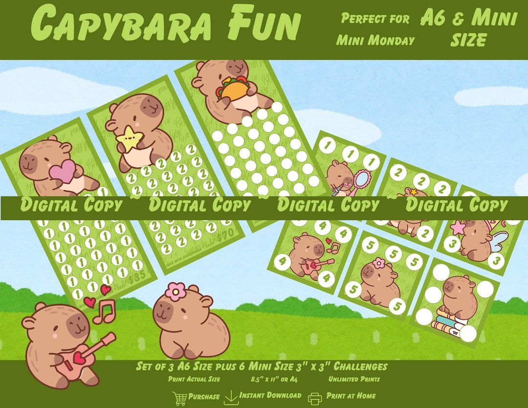Capybara Fun Mini Challenges Printable Download Game & Saving Tracker ...