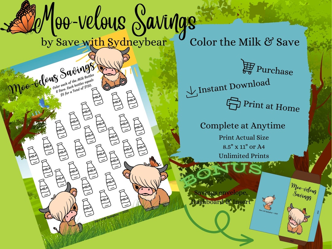 Moo-velous Savings Highland Cow Challenge Color Printable Download Game ...