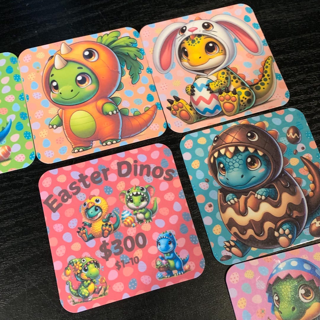 EASTER DINOS Scratch off Dinosaur Card Set Savings Challenge 300 Low ...