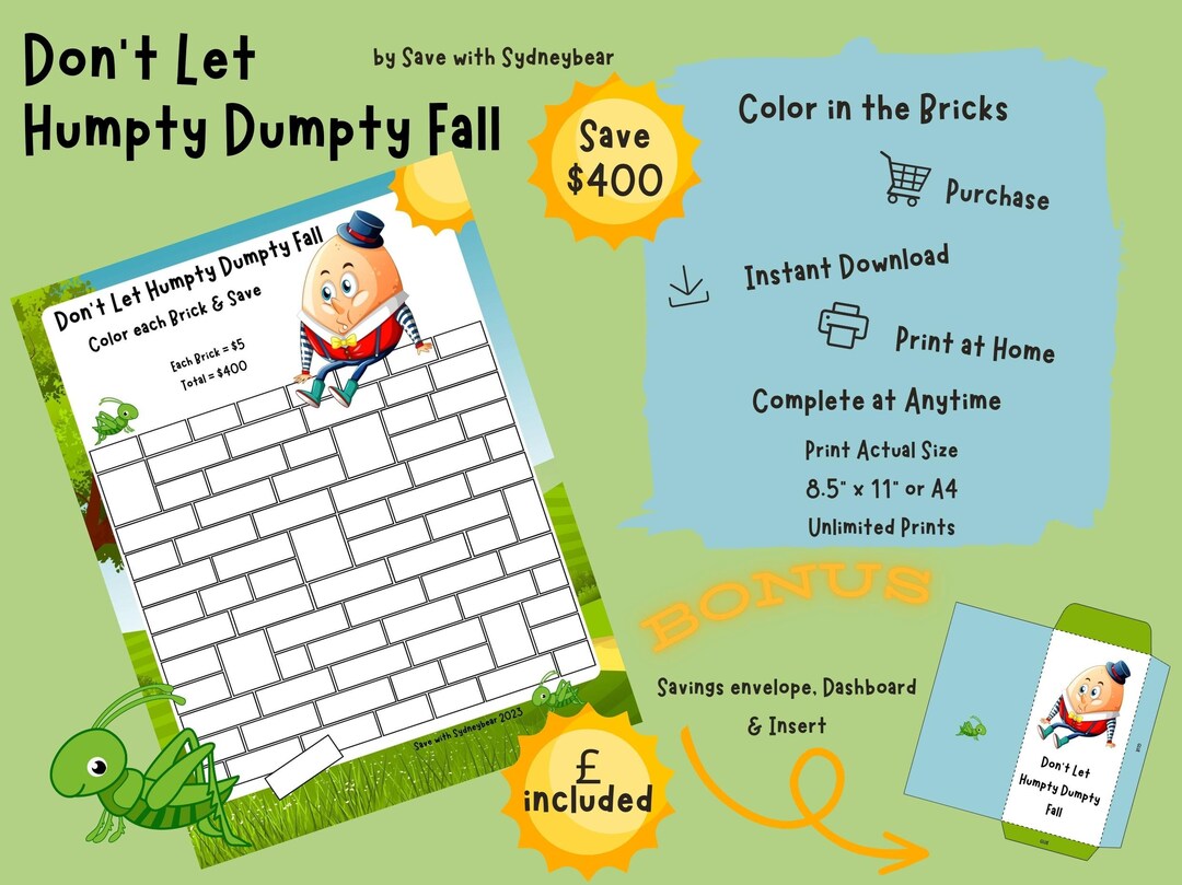 Don't Let Humpty Dumpty Fall Color Saving Challenge Dollar Pound ...