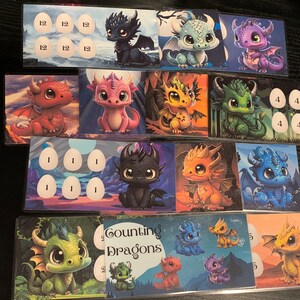 COUNTING DRAGONS Cards or A6 Mini Savings Challenge 468 Inserts Game ...