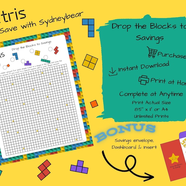 Money Saving Tetris - Etsy