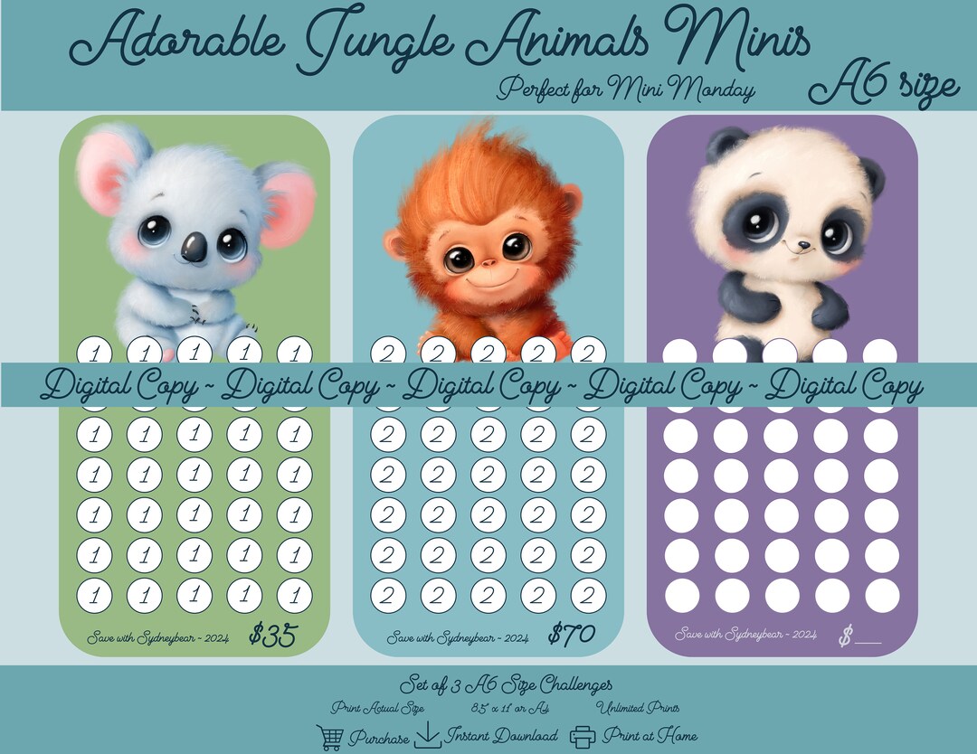 Adorable Jungle Animals Mini Challenges Printable Download Game ...