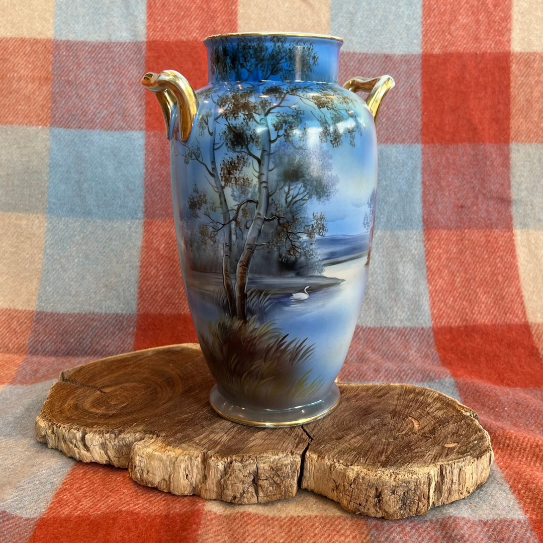 Antique Morimura Brothers Noritake Hand Painted Handled Vase C. 1920 - Etsy
