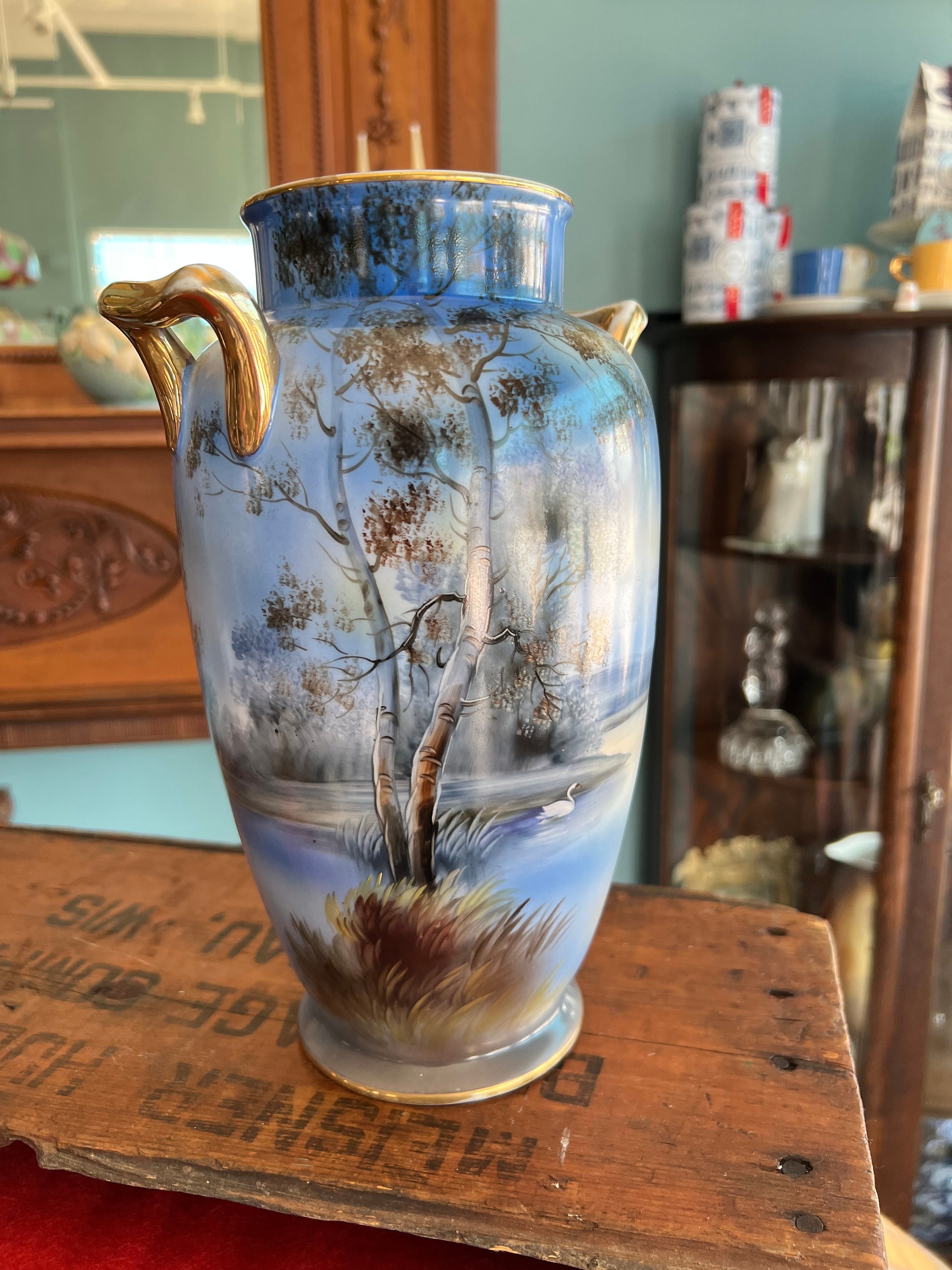 Antique Morimura Brothers Noritake Hand Painted Handled Vase C. 1920 - Etsy