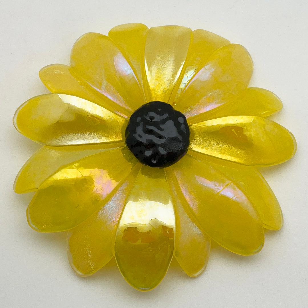 Blackeyed Susan 5-1/2" | Fused Glass Flower | Garden Art | 3-D Glass ...