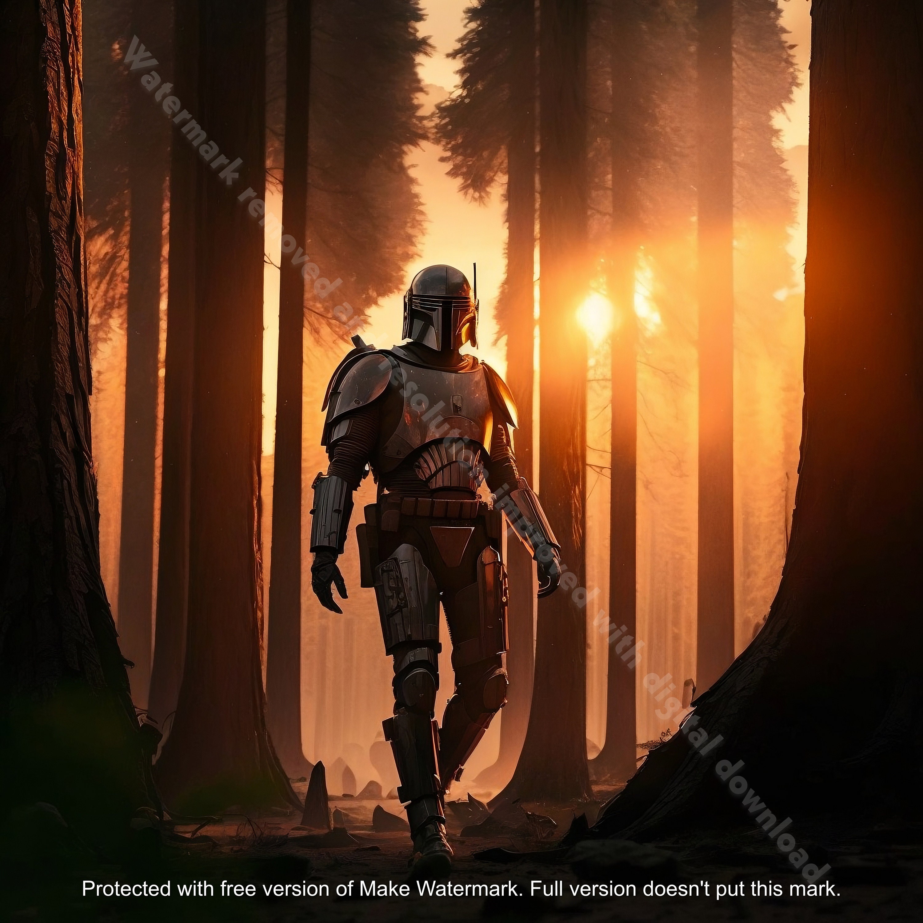 Mandalorian Print for Digital Download - Mandalorian Walking Through ...