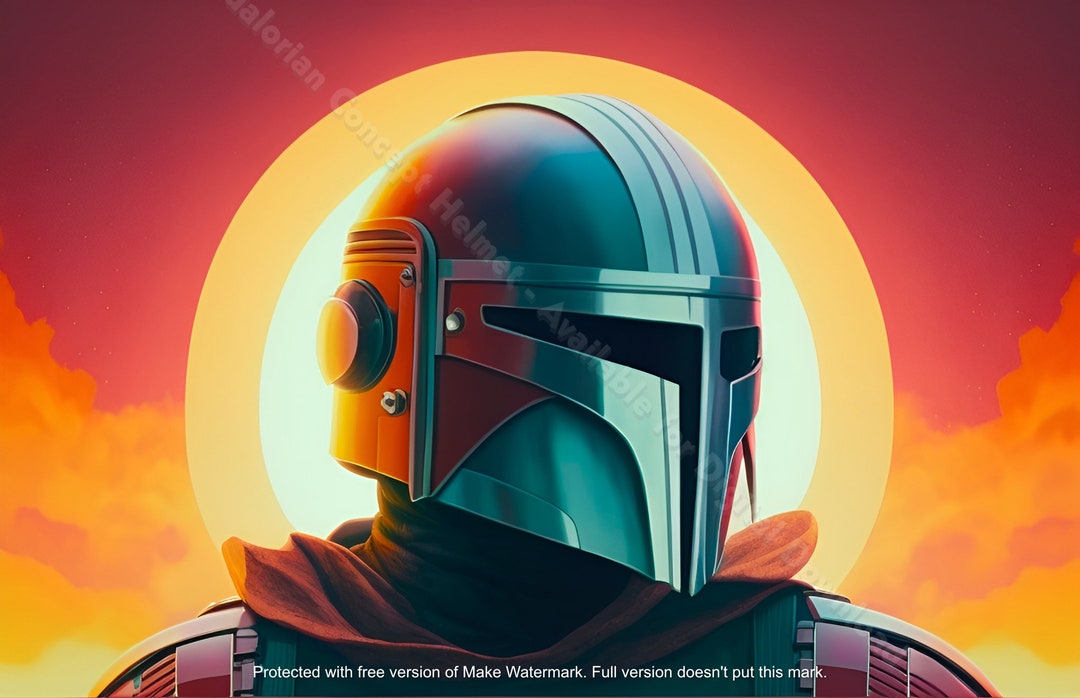 Mandalorian Retro Art Print Digital Download, Star Wars Mandalorian ...