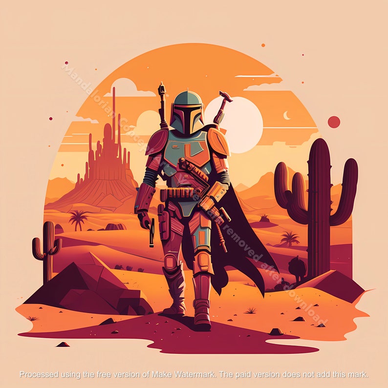 Mandalorian Retro Art Print Digital Download, Star Wars Mandalorian ...