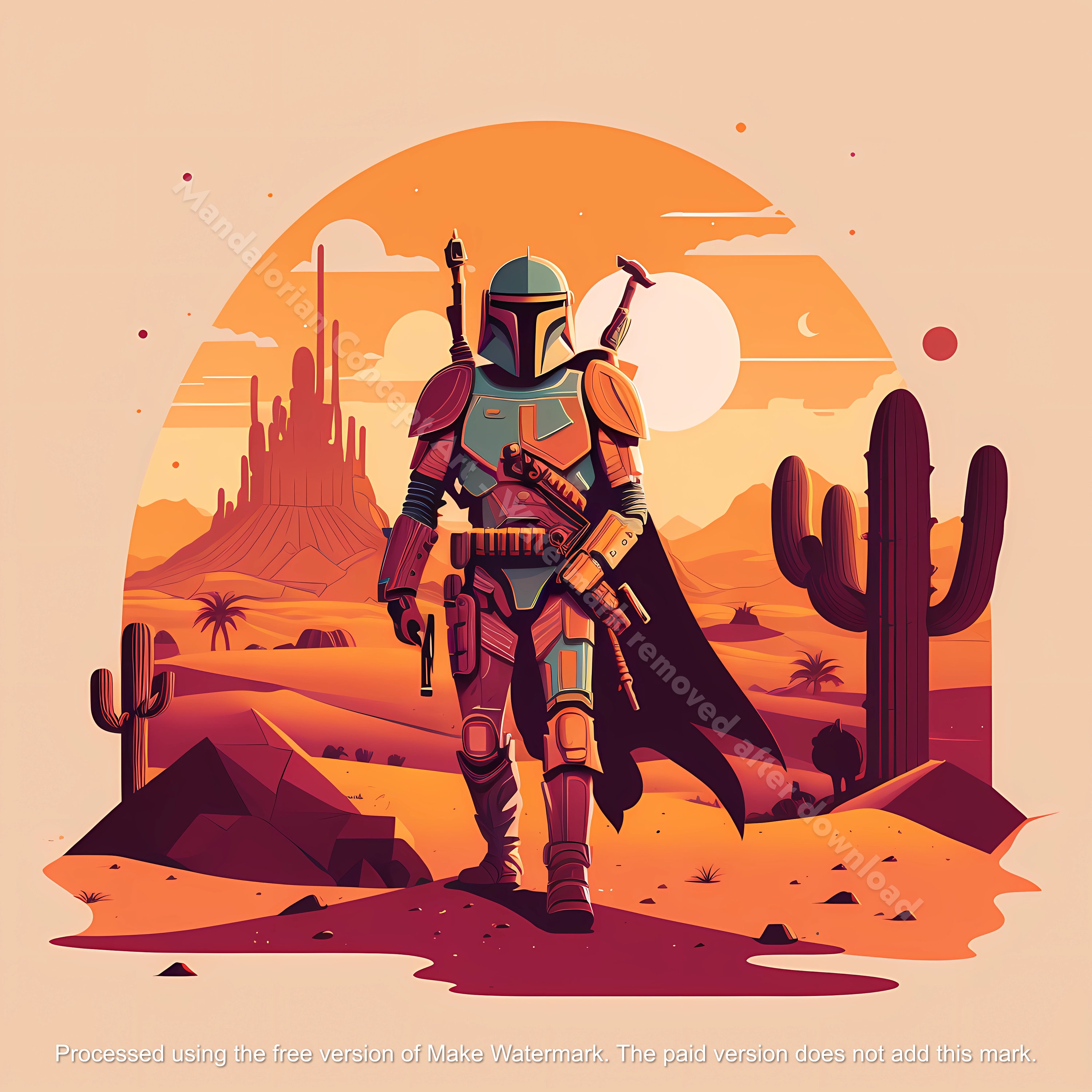 Mandalorian Retro Art Print Digital Download, Star Wars Mandalorian ...
