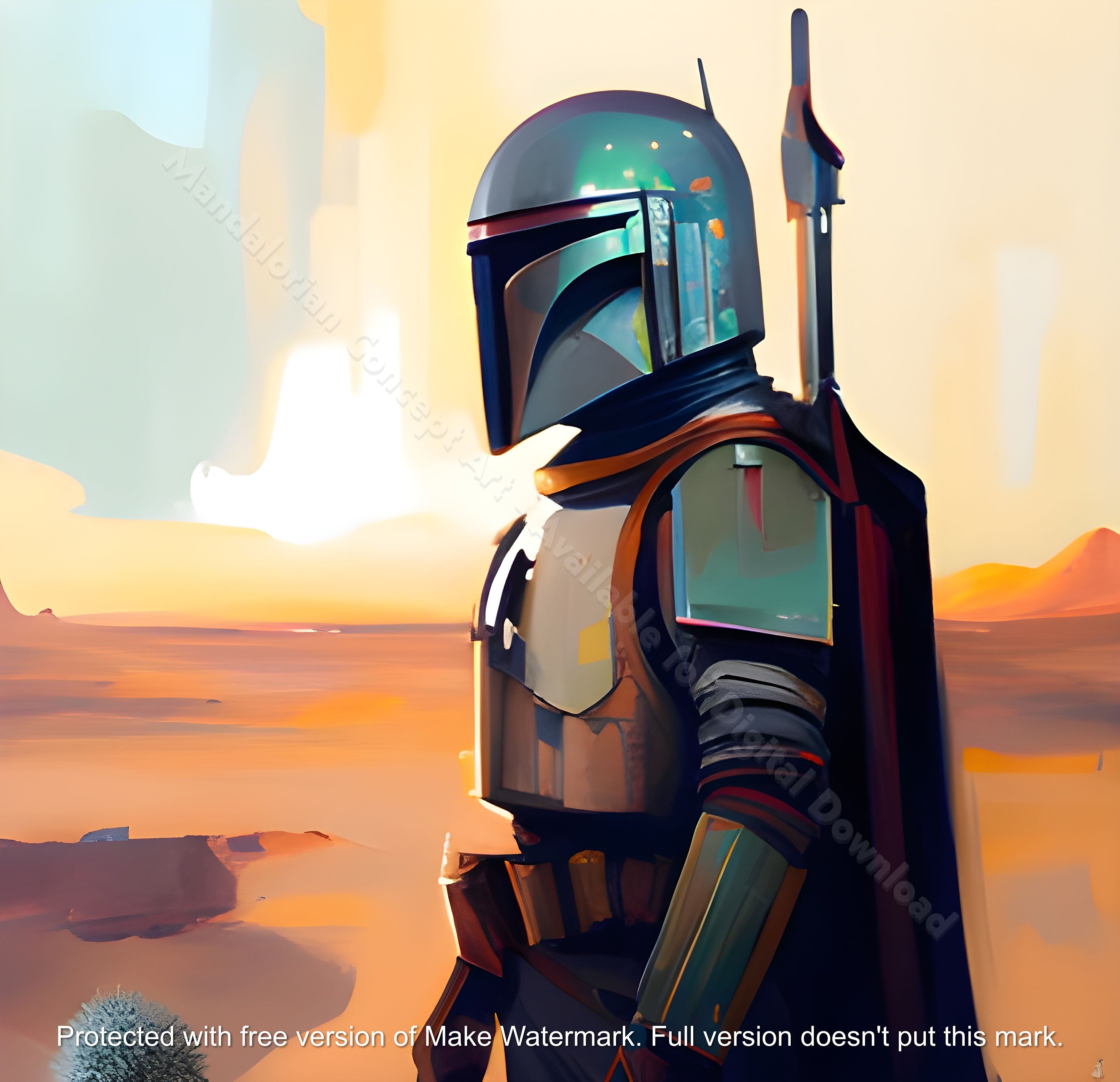 Mandalorian Oil Painting Style Digital Art Print for Digital Download ...