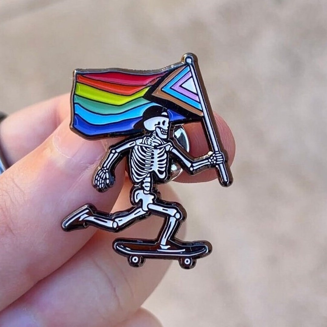 Skeleton Pride Flag LGBTQ+ Enamel Pin - Etsy