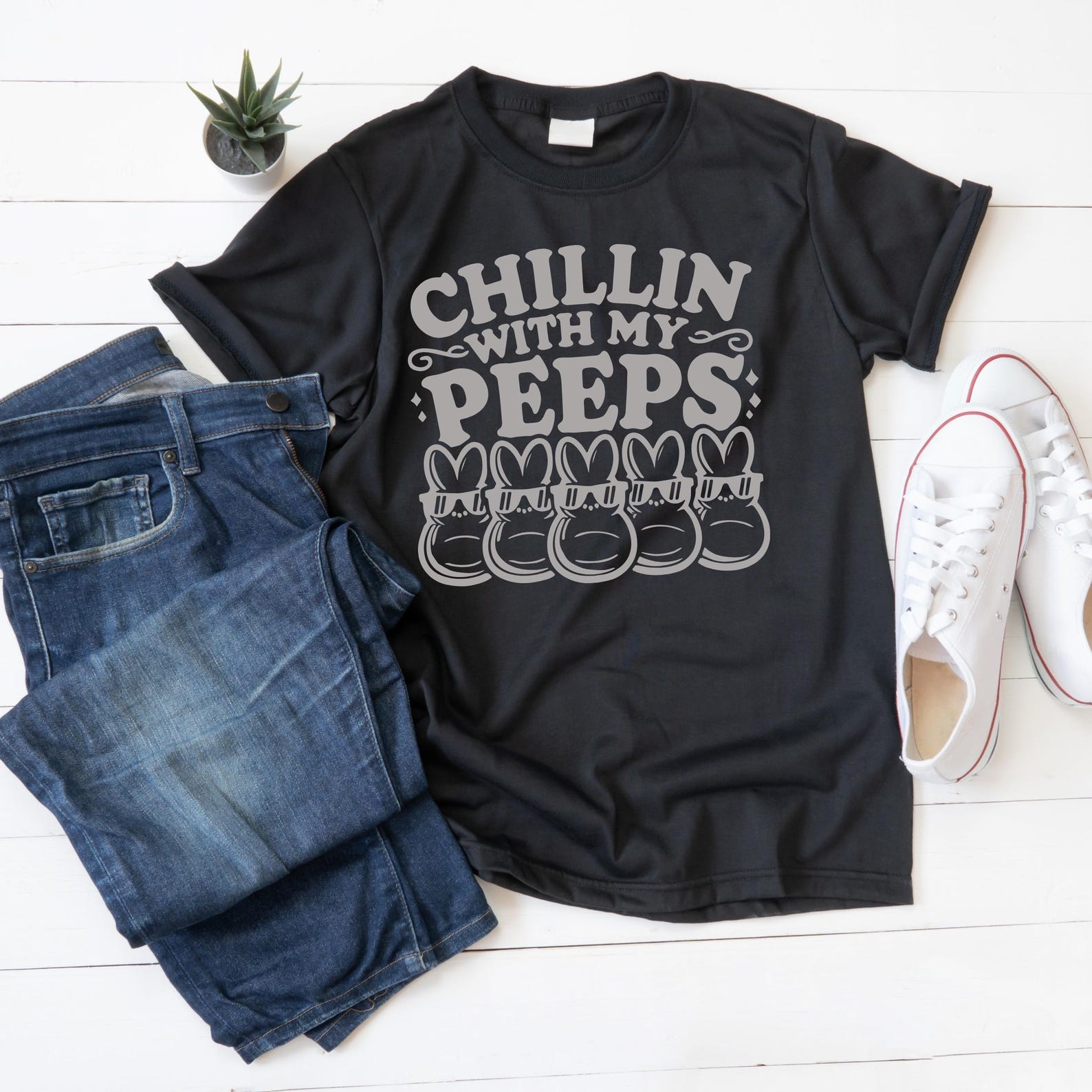 Chillin’ With My Peeps SVG Funny Easter Design for Shirts Tote Bags ...