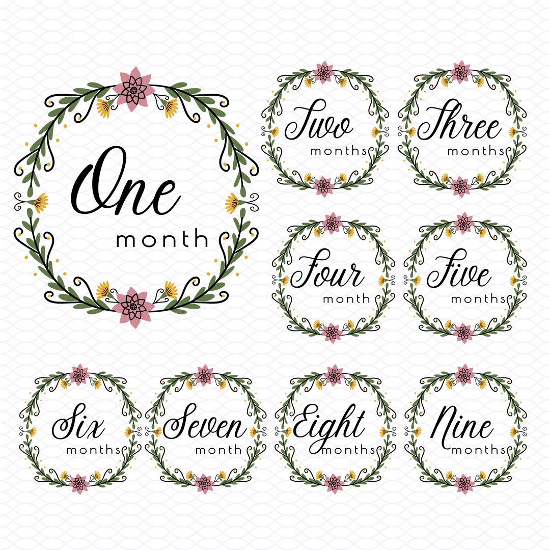 Baby Milestone Rounds SVG Png Pdf Baby Announcement Birth Stats Flower ...