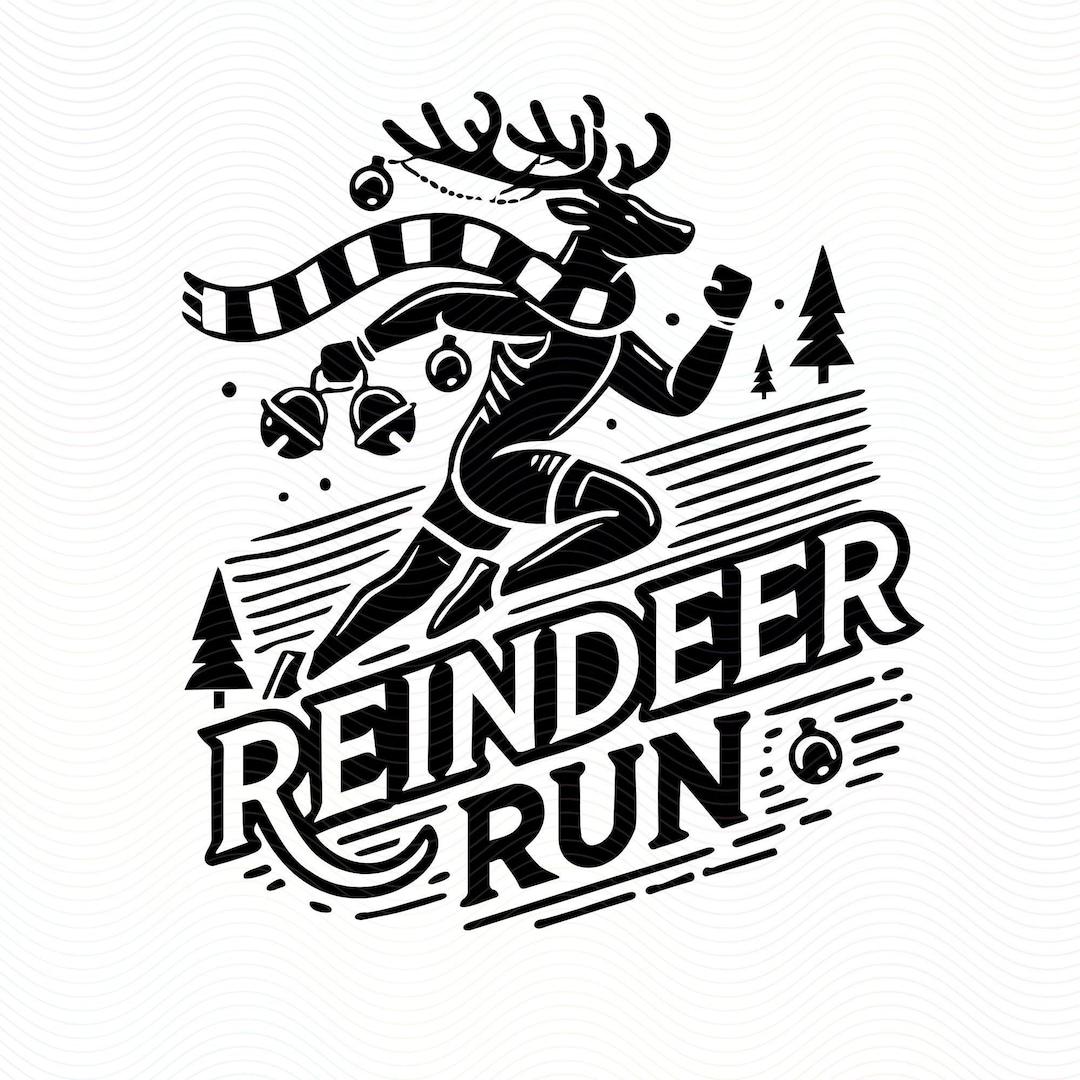 Reindeer Run SVG Png Eps Jpeg | Festive Holiday Running Design ...