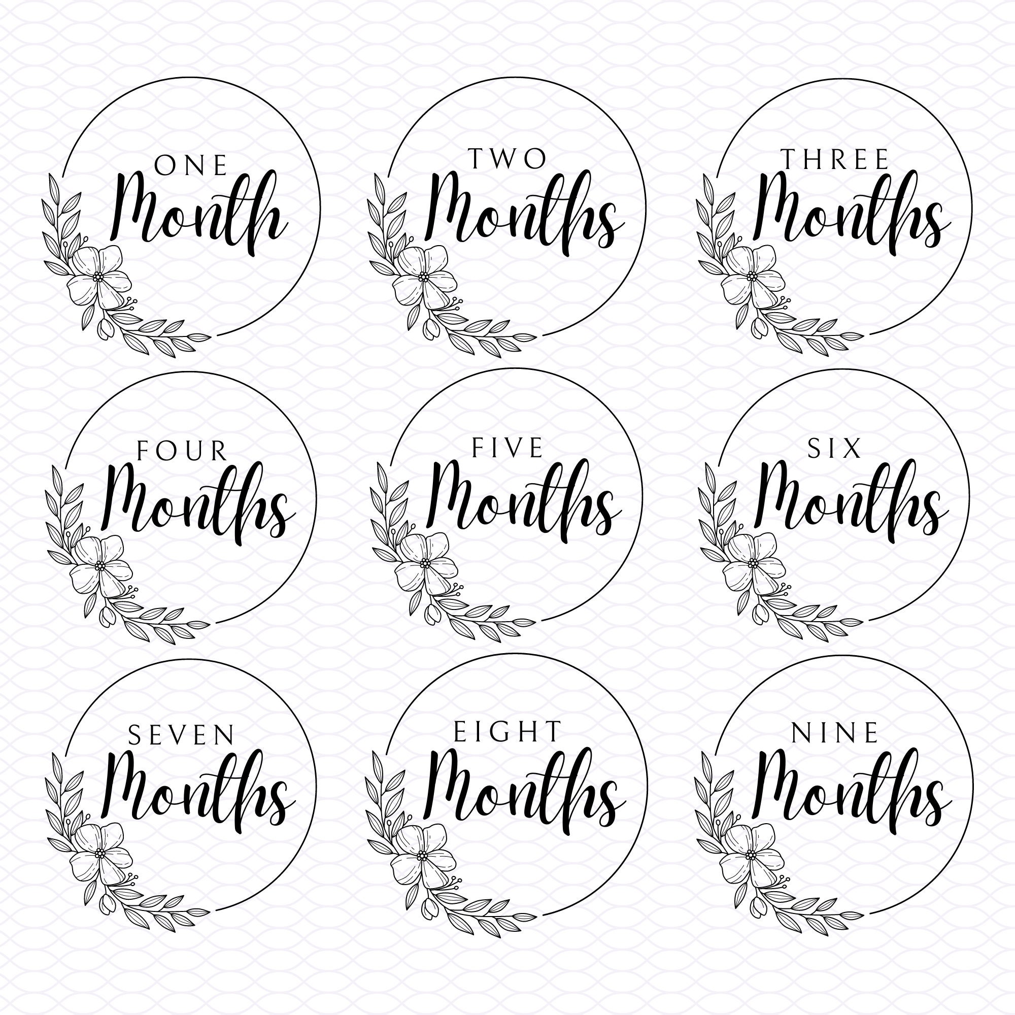 Baby Milestone Rounds and Rectangles SVG Png Pdf Baby Announcement ...